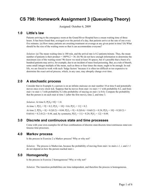 CS 798: Homework Assignment 3 (Queueing Theory) CS 798: Homework Assignment 3 (Queueing Theory)