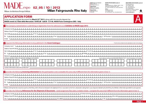 APPLICATION FORM - MADE expo