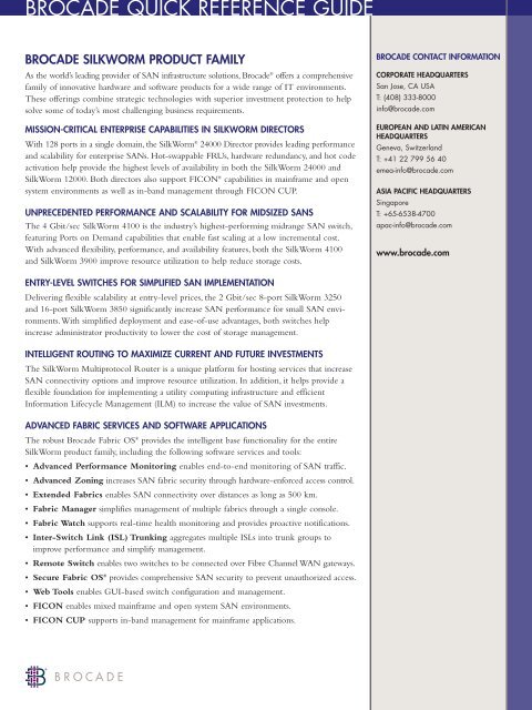 BROCADE QUICK REFERENCE GUIDE