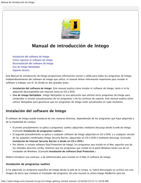 Manual de introducción de Intego