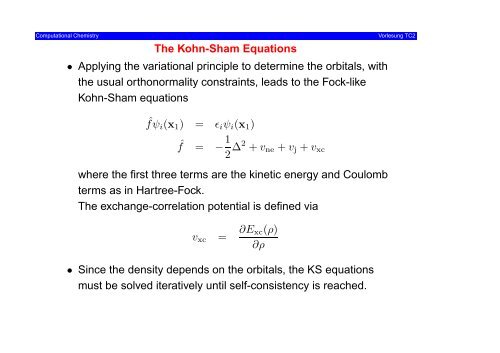The Kohn-Sham Equations â ¢ Applying the variational principle to ...