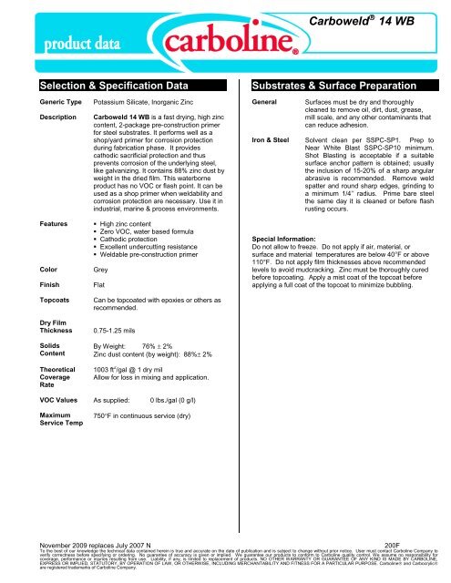 Carboweld 14 WB PDS - Carboline