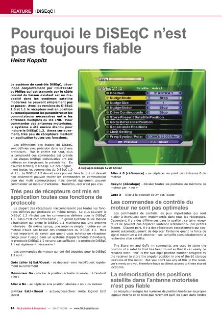Pourquoi le DiSEqC n'est pas toujours fiable Heinz Koppitz