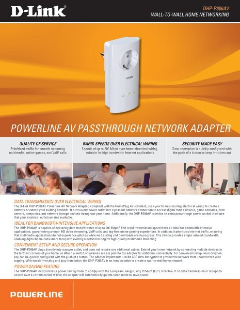 POWERLINE AV PASSTHROUGH NETWORK ADAPTER