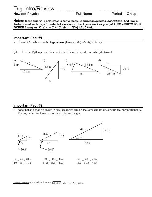 Trig Intro/Review