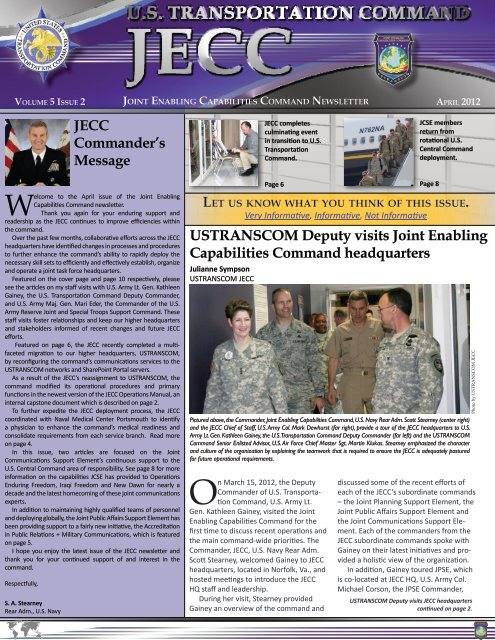 JECC Commander's Message USTRANSCOM Deputy visits Joint ...
