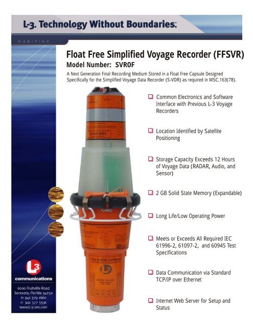 Float Free Simplified Voyage Recorder (FFSVR) - L-3 Aviation ...