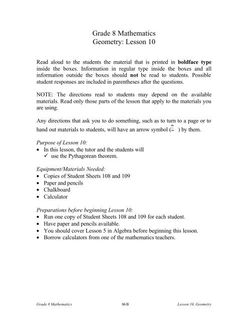 Grade 8 Mathematics Geometry: Lesson 10