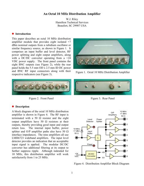 "An Octal 10 MHz Distribution Amplifier". - Hamilton Technical Services