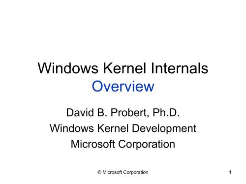 Windows Kernel Internals Overview - Reverse-engineering.info