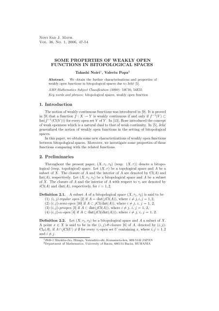 Some Properties Of Weakly Open Functions In Bitopological Spaces