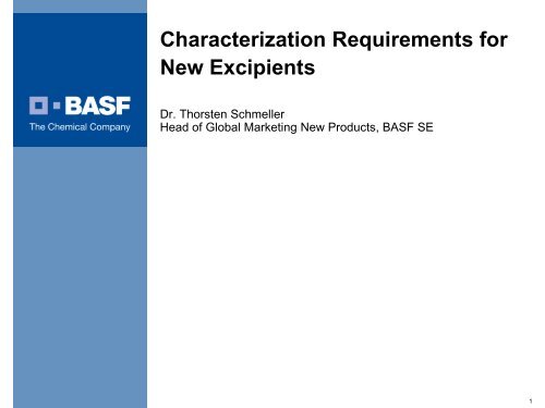 Characterization Requirements of New Excipients