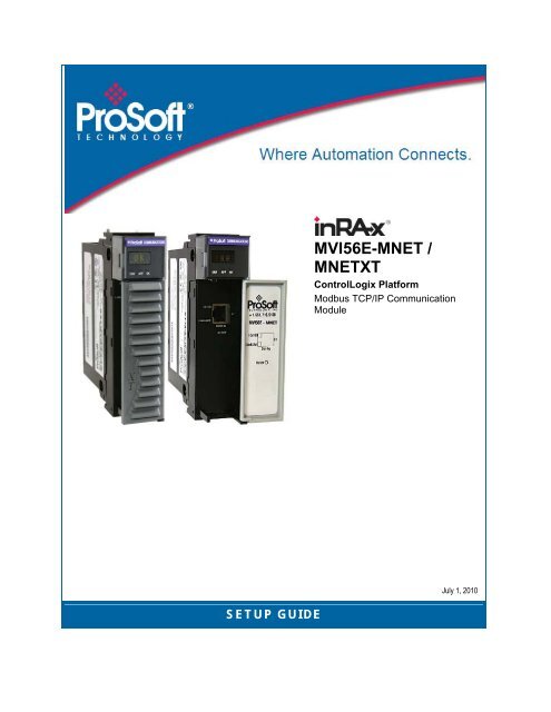 MVI56E-MNET-MNETXT Set-Up Guide - ProSoft Technology