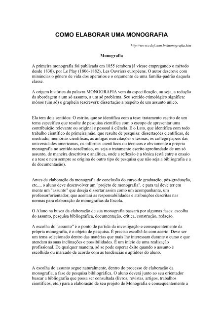 COMO ELABORAR UMA MONOGRAFIA