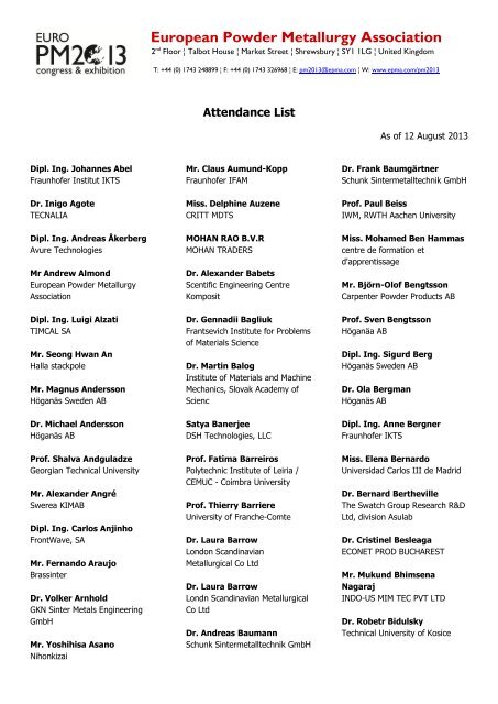 European Powder Metallurgy Association