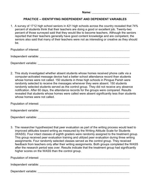 Practice Identifying Variables
