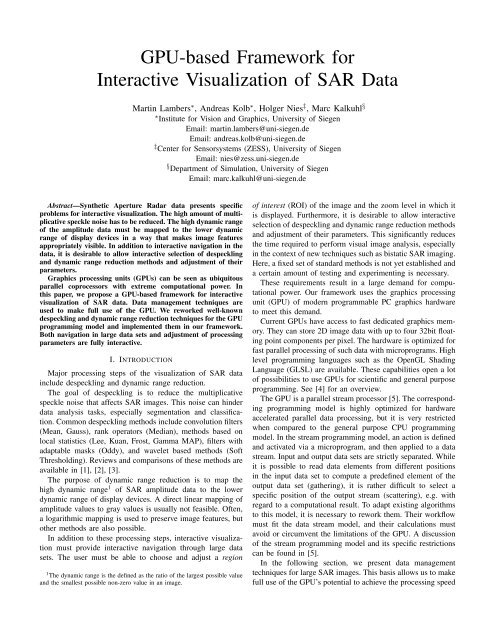 Pdf Gpu Based Framework For Interactive Visualization Of Sar Data