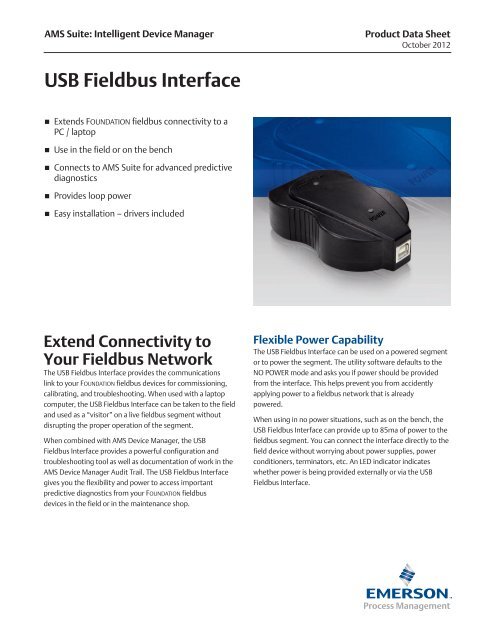 USB Fieldbus Interface - Emerson Process Management