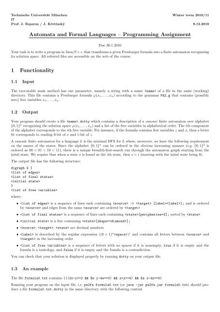 Automata And Formal Languages â Programming Assignment 1