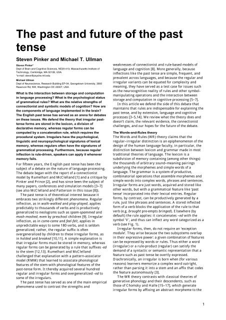 Steven Pinker and Michael T. Ullman - Psychology