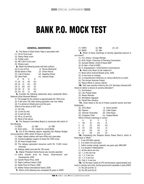 BANK P.O. MOCK TEST