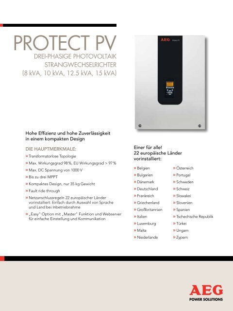 AEG Protect PV Serie - JvO Solar