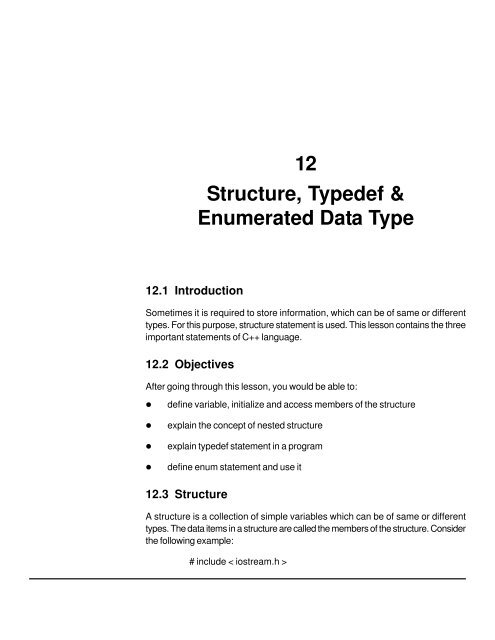 Lesson 12 Structure Typedef And Enumerated Data Type