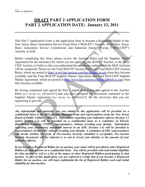 DRAFT PART 2 APPLICATION FORM PART 2 ... - BGS Auction