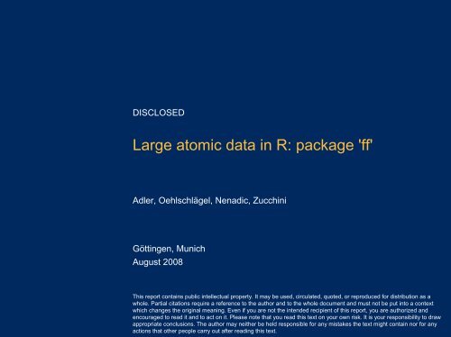 Large atomic data in R: package 'ff' - truecluster
