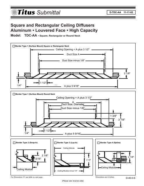Titus Ceiling Air Diffusers | Shelly Lighting