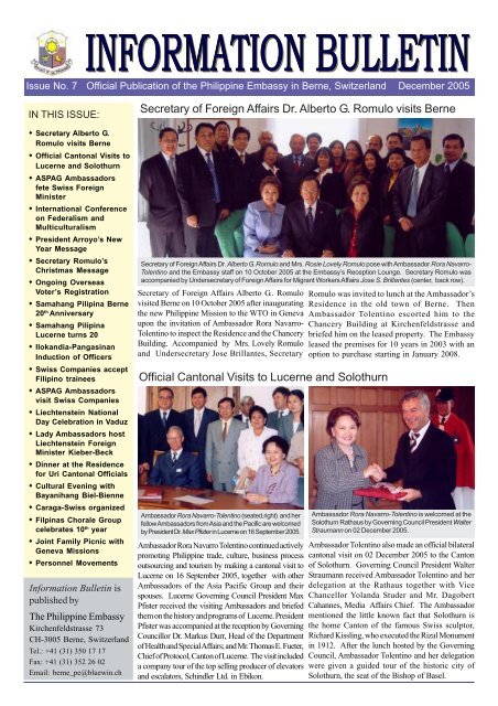 2005 December - Information Bulletin Issue No. 7 - Philippine ...