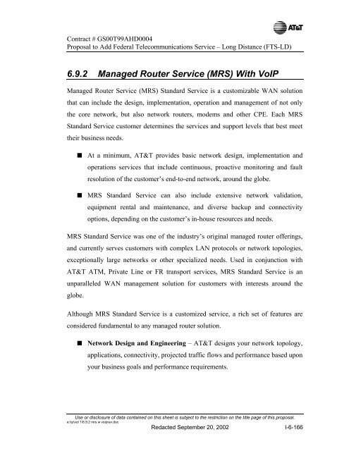 6.9.2 Managed Router Service (MRS) With VoIP - AT&T