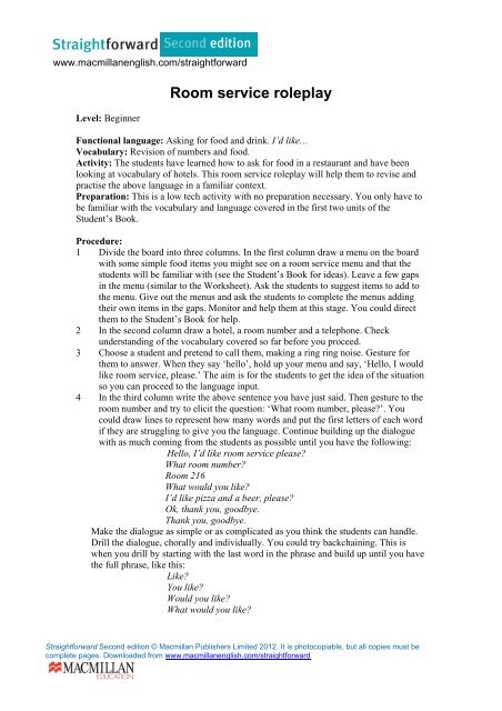 Room service roleplay - Straightforward