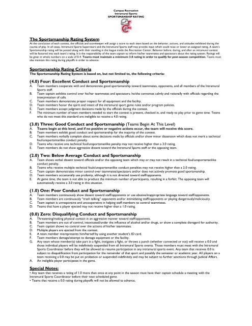Sportsmanship Rating Form