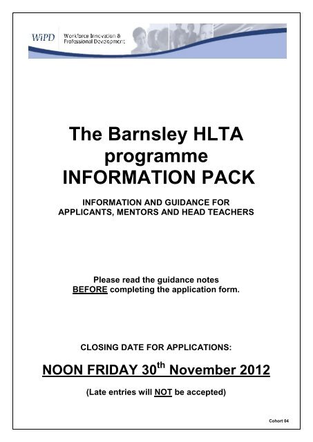 HLTA APPLICATION INFORMATION PACK