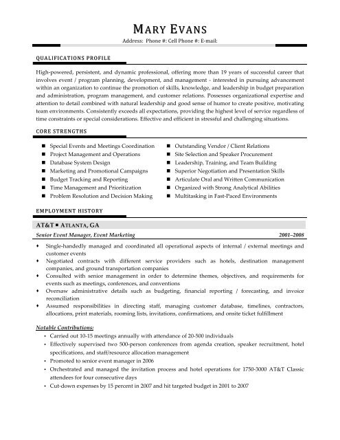 Senior Event Manager - Resume Prime Senior Event Manager - Resume Prime