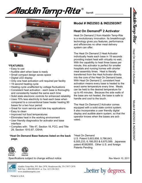 View - Aladdin Temp-Rite