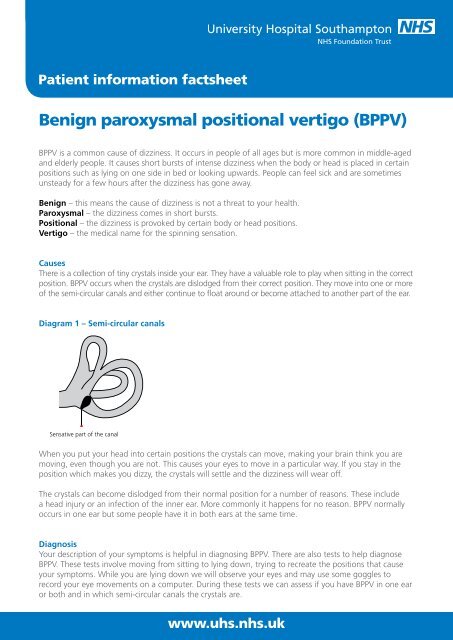Benign paroxysmal positional vertigo (BPPV)
