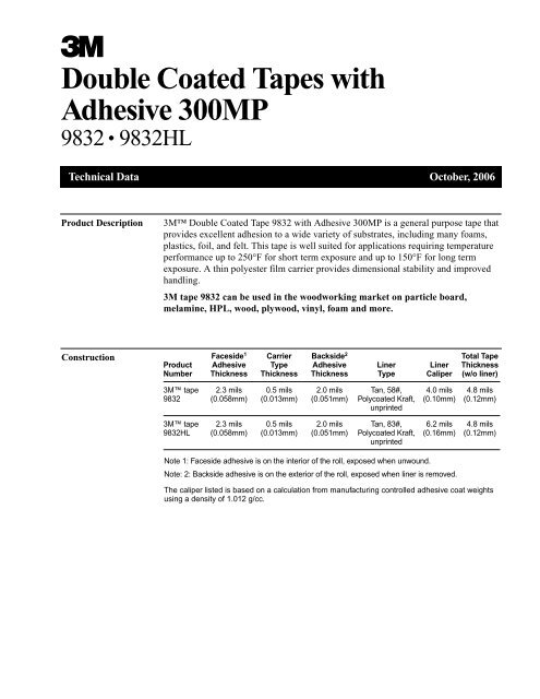 М Double Coated Tapes with Adhesive 300MP - 3M