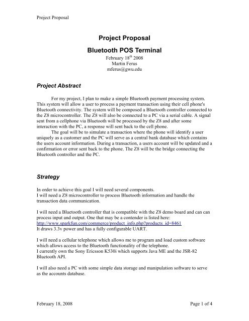 Project Proposal Bluetooth POS Terminal - Atomic Rhubarb