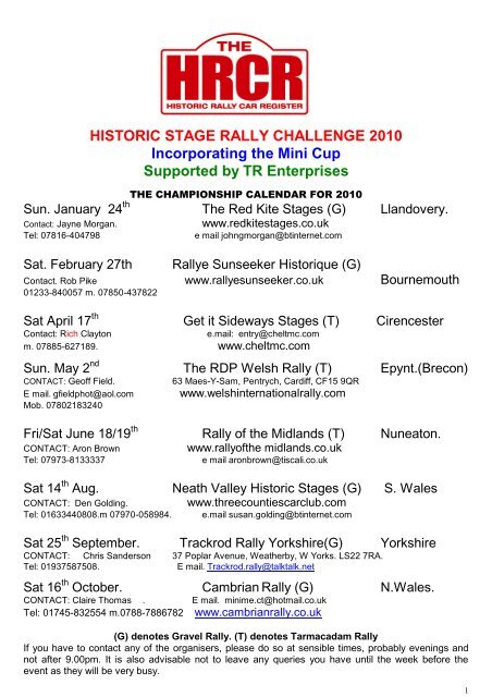 championship regulations - The Historic Rally Car Register