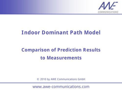 Evaluation of Indoor Dominant Path Model - AWE-Communications