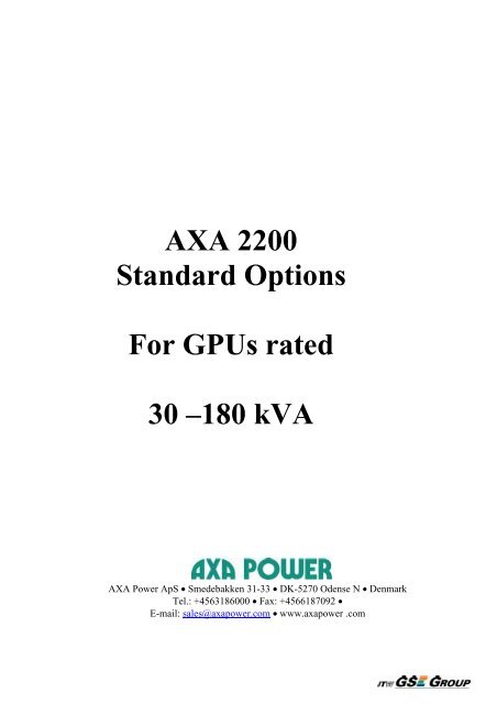 AXA 2200 Standard Options For GPUs rated 30 â 180 kVA