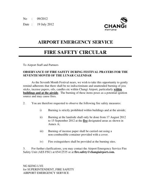 FIRE SAFETY CIRCULAR - Changi Airport Group