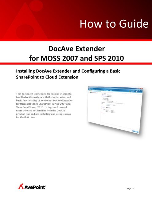 How to - Install and Configure DocAve Extender - AvePoint