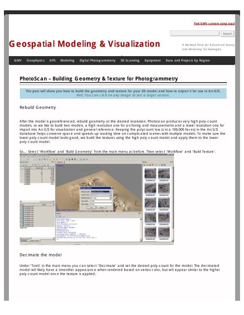PhotoScan – Building Geometry & Texture for Photogrammetry ...