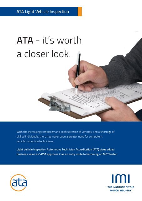 ATA Light Vehicle Inspection - ATA - The Institute of the Motor Industry