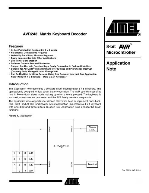 AVR243: Matrix Keyboard Decoder