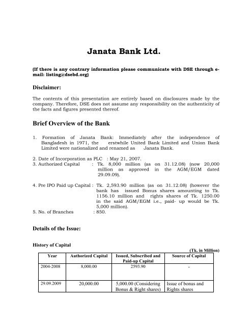 Janata Bank Ltd. - Biasl