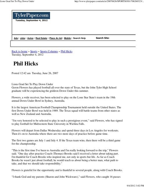 Geron Flowers - Down Under Sports